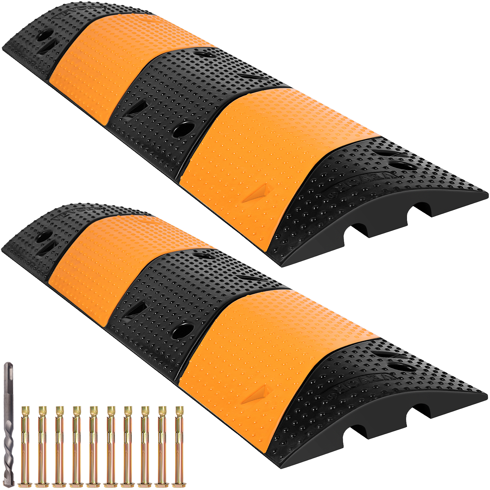 VEVOR Rubber Speed Bump, 2 Pack 2 Channel Speed Bump Hump, 42" Long ...