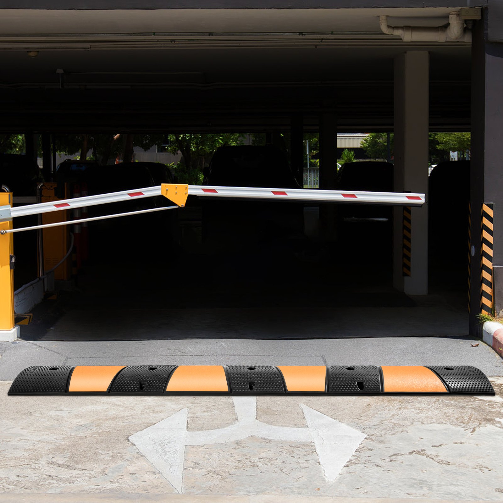 VEVOR Rubber Speed Bump, 1 Pack 2 Channel Speed Bump Hump, 72.8" Long ...