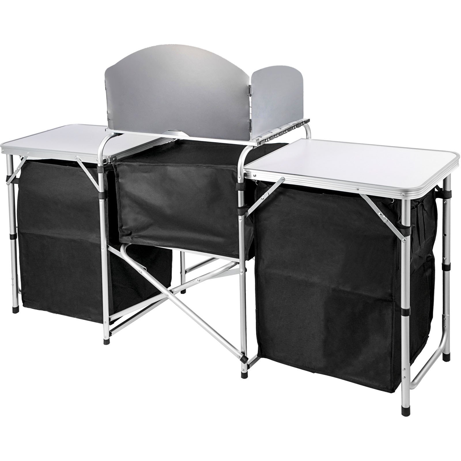 VEVOR Camping Kitchen Table, Aluminum Portable Folding Camp Cook Table ...