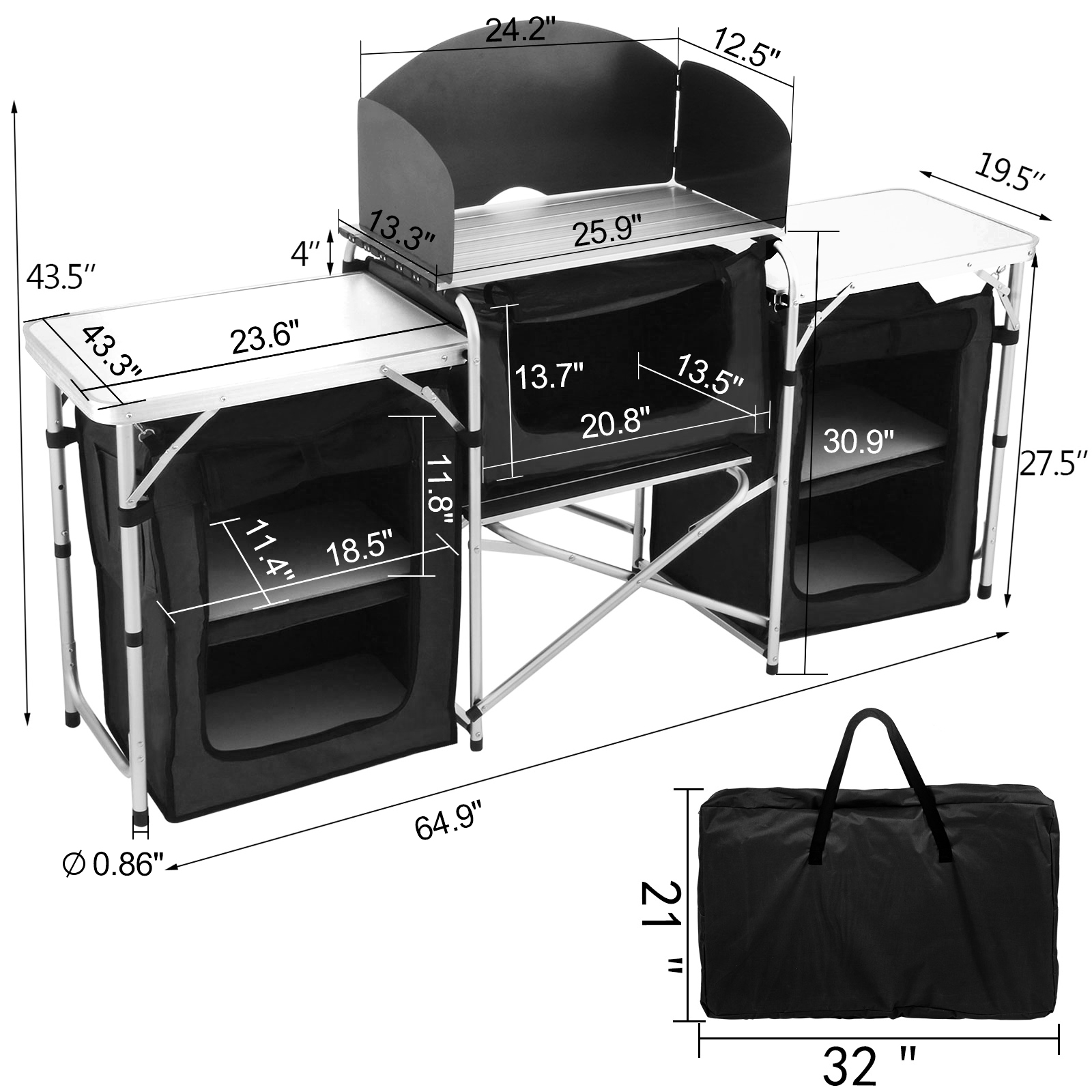 Camping Outdoor Kitchen Camping Table 3 Zippered Bags Camping Kitchen ...