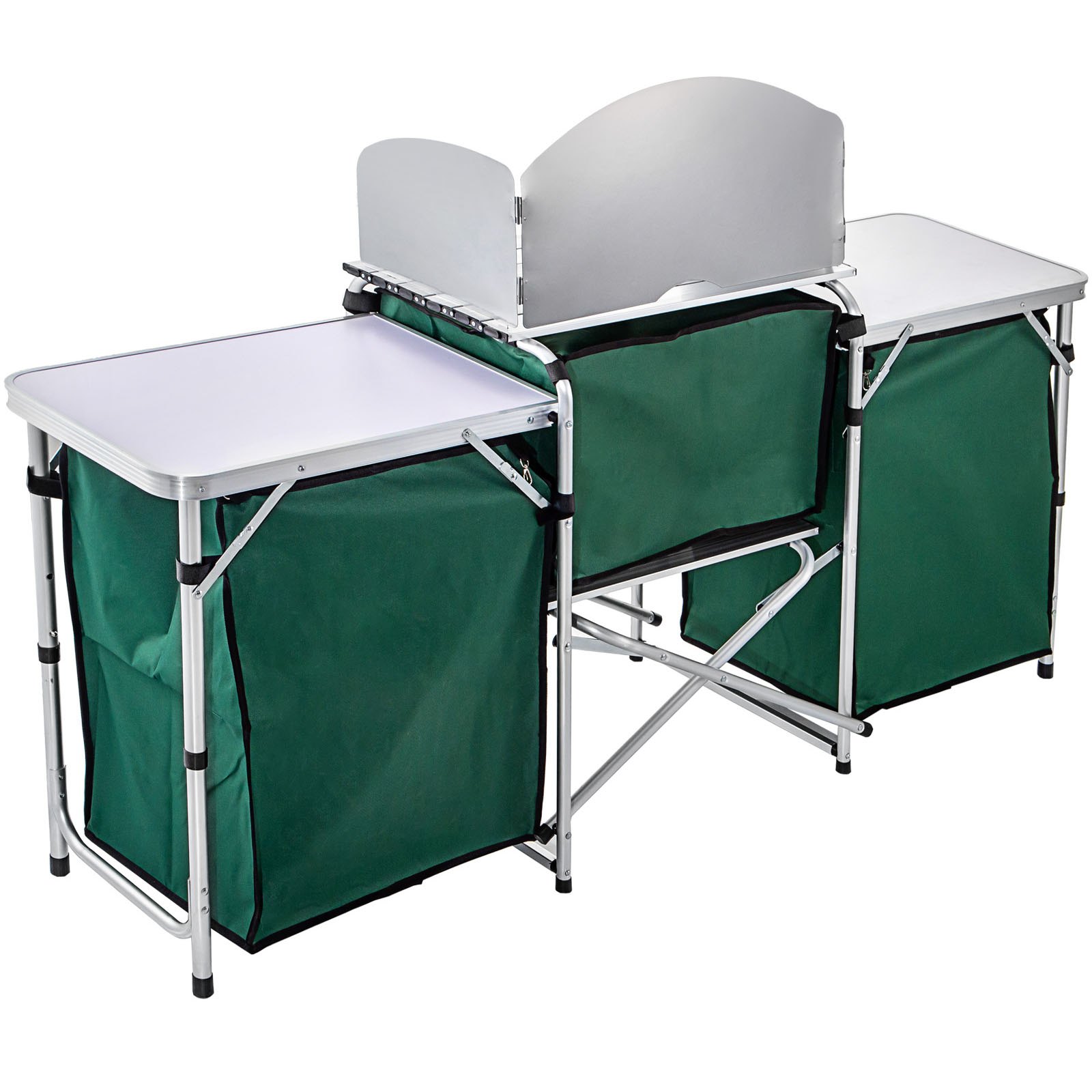 VEVOR Outdoor Camping Kitchen 3 Zippered Bags, Camping Cook Table Steel ...