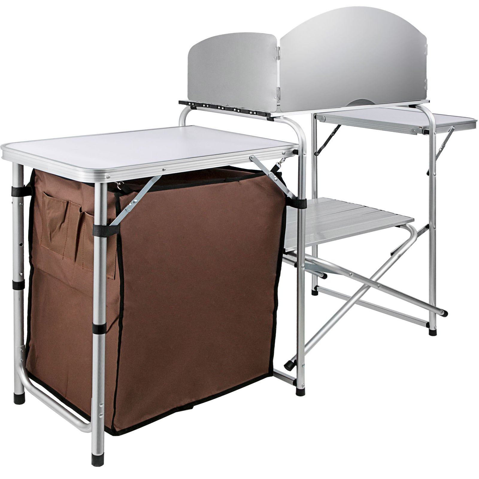 Camping Kitchen Table Picnic Cabinet Folding Cooking Storage Rack ...