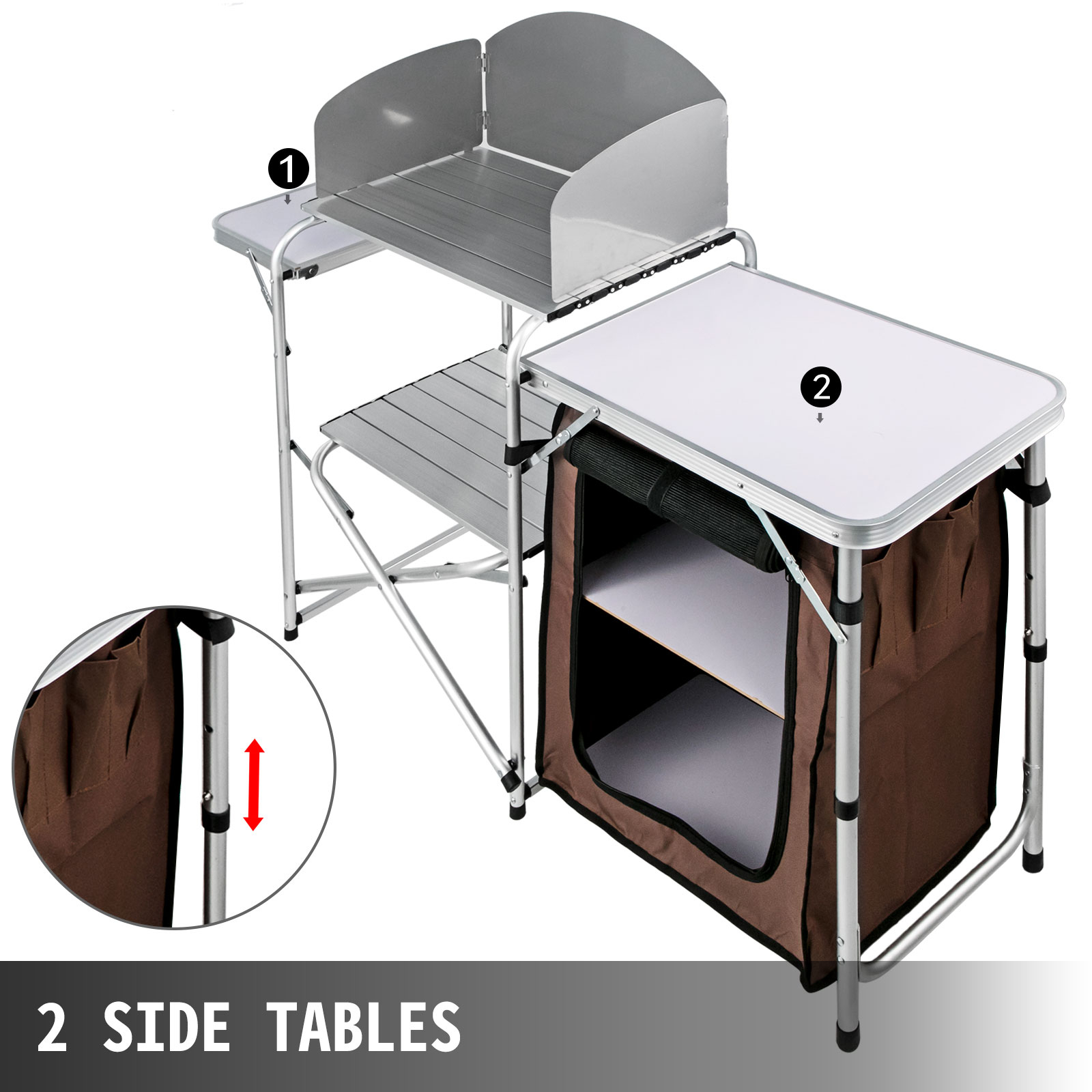 Camping Kitchen Table Picnic Cabinet Folding Cooking Storage Rack ...