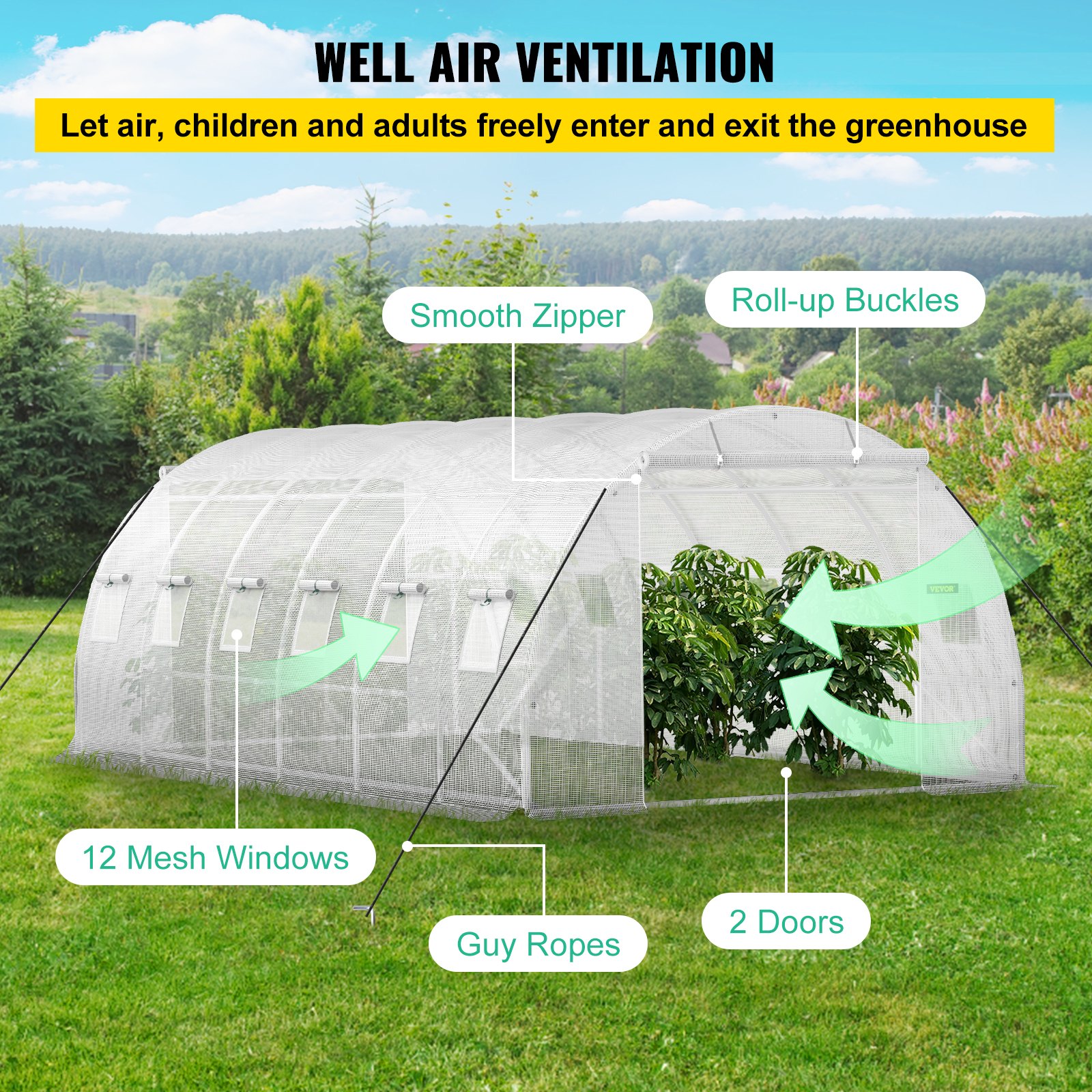 VEVOR Walk-in Tunnel Greenhouse, 20 x 10 x 7 ft Portable Plant Hot ...