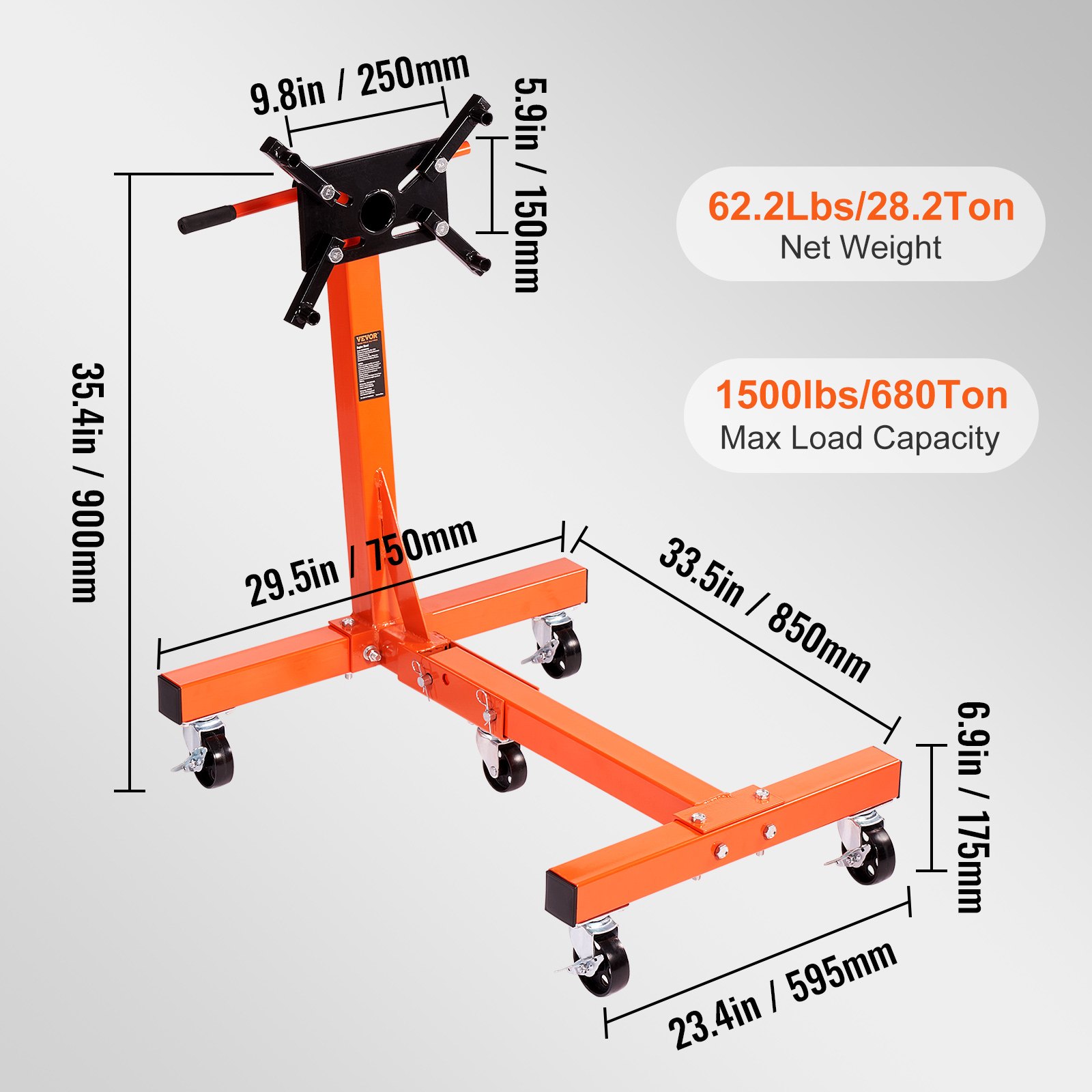 VEVOR Engine Stand, 1500LBS Rotating Engine Stand with 360 Degree ...