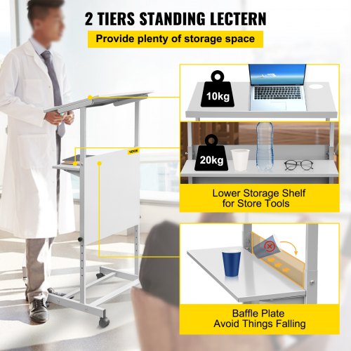 VEVOR Stand Up Lectern, Height Adjustment Portable Pulpit, Lectern ...