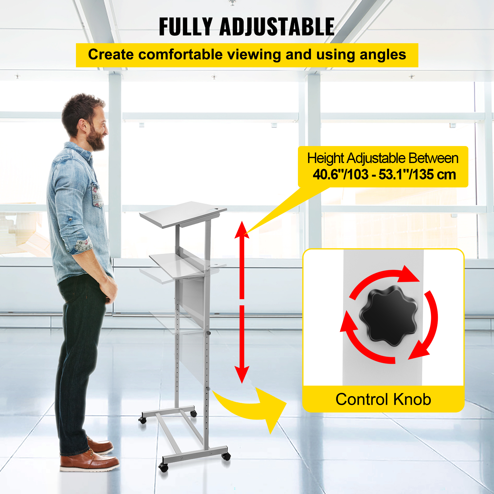 Vevor Podium Lectern Presentation Lectern Height Adjustment Podium ...