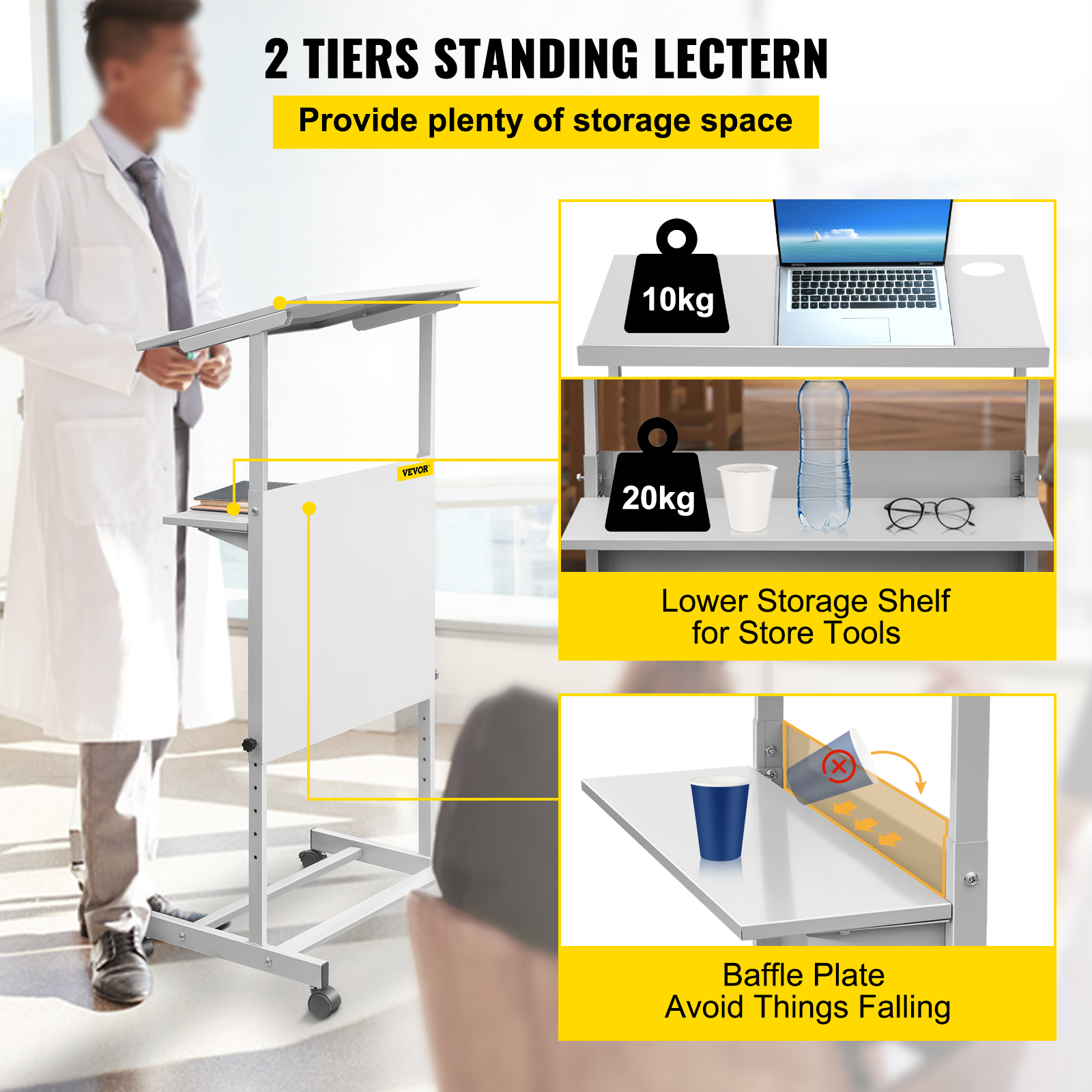 Vevor Podium Lectern Presentation Lectern Height Adjustment Podium ...