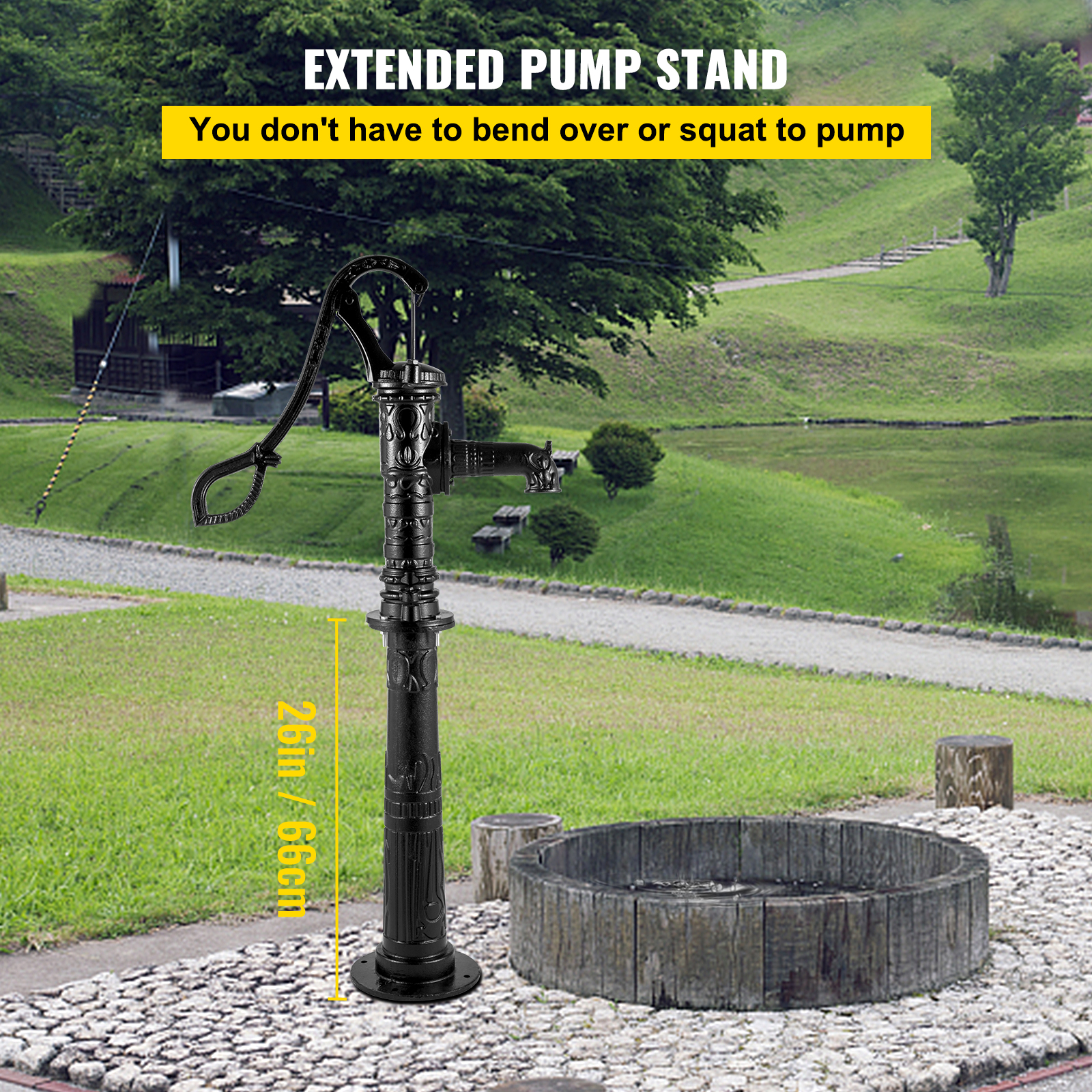VEVOR Hand Water Pump w/Stand, 15.7 x 9.4 x 53.1 inch Pitcher Pump & 26 ...