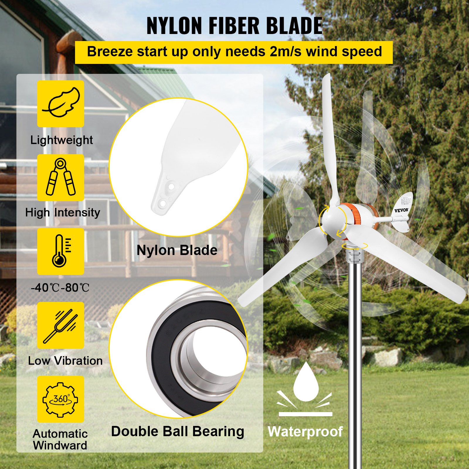 VEVOR Vevor Wind Turbine Generator Kit 12v Wind Power Generator 400w W ...