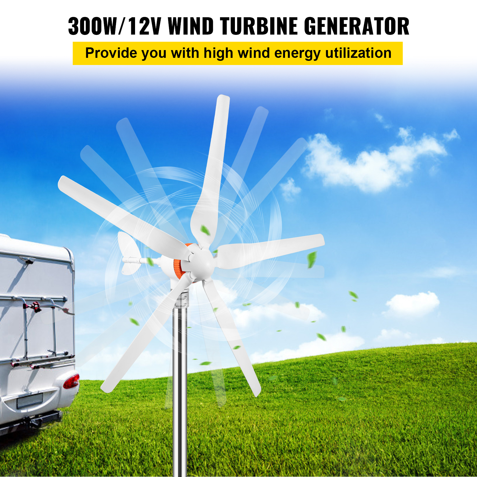 VEVOR Vevor Wind Turbine Generator Kit 12v Wind Power Generator 300w W ...