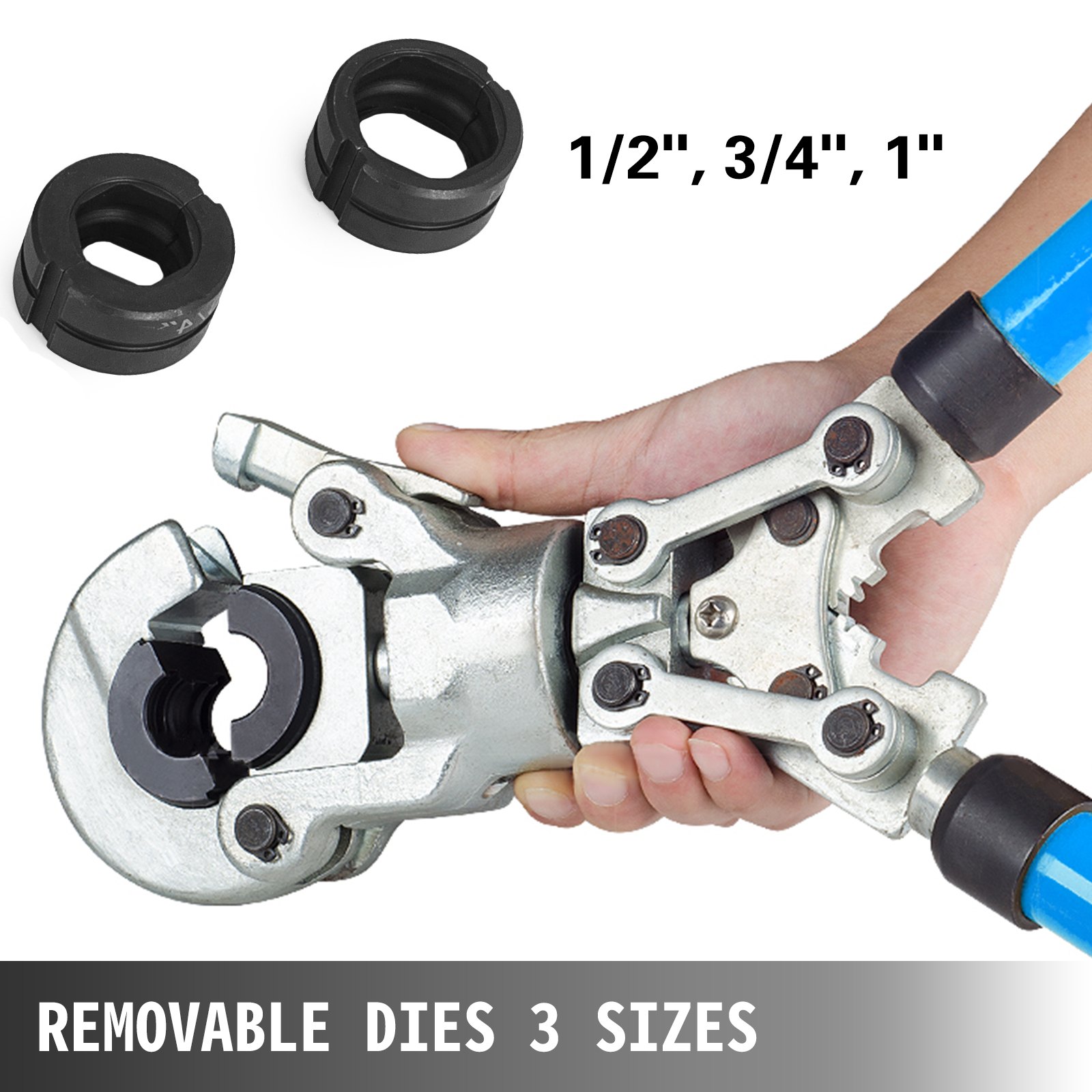 VEVOR Plumbing Copper Pipe Crimper Press with 1/2" 3/4" 1" Jaws,Copper ...