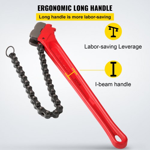 VEVOR 36" Pipe Chain Wrench, Steel Ratcheting Wrench 30" Chain 7.5 ...