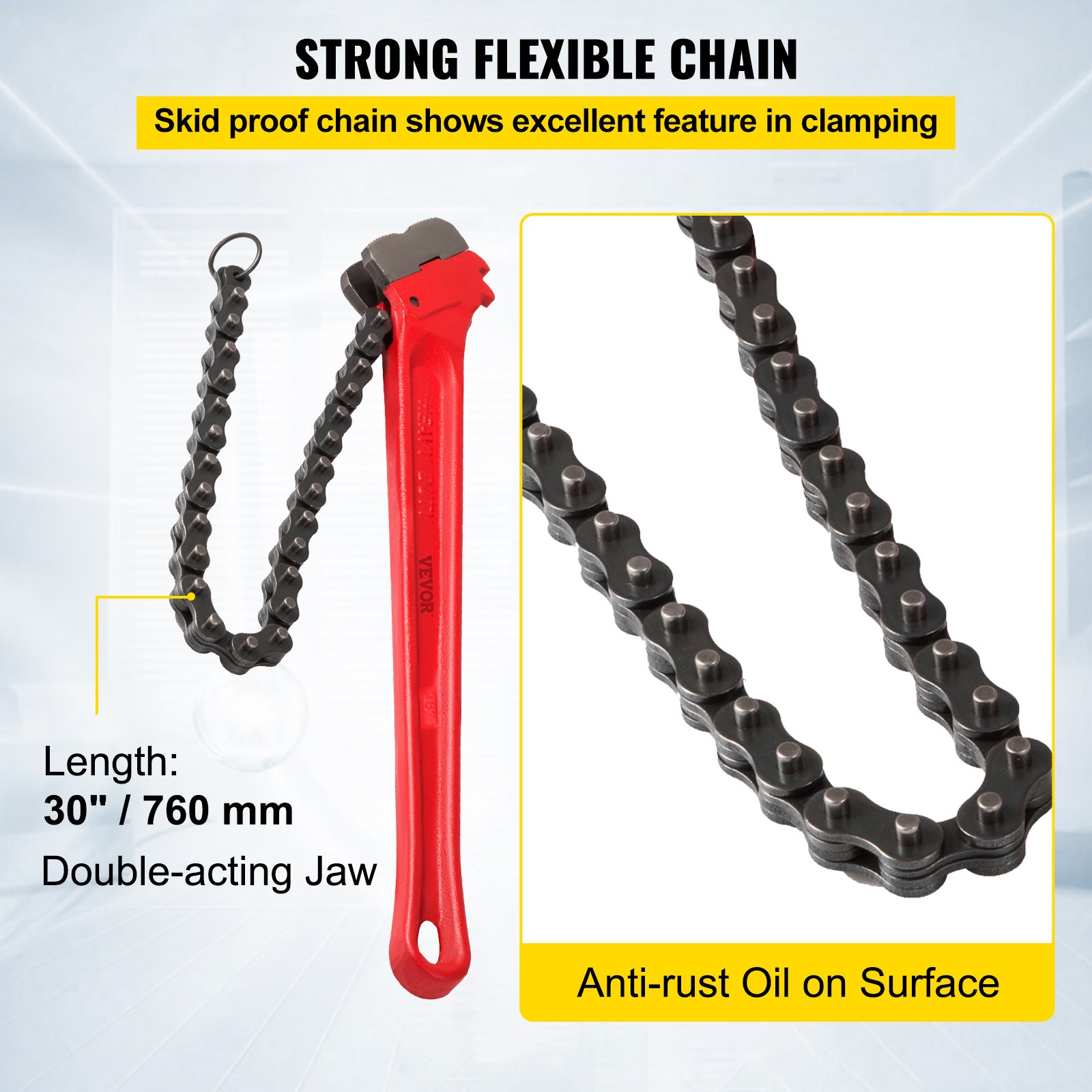 VEVOR 36" Pipe Chain Wrench, Steel Ratcheting Wrench 30" Chain 7.5 ...