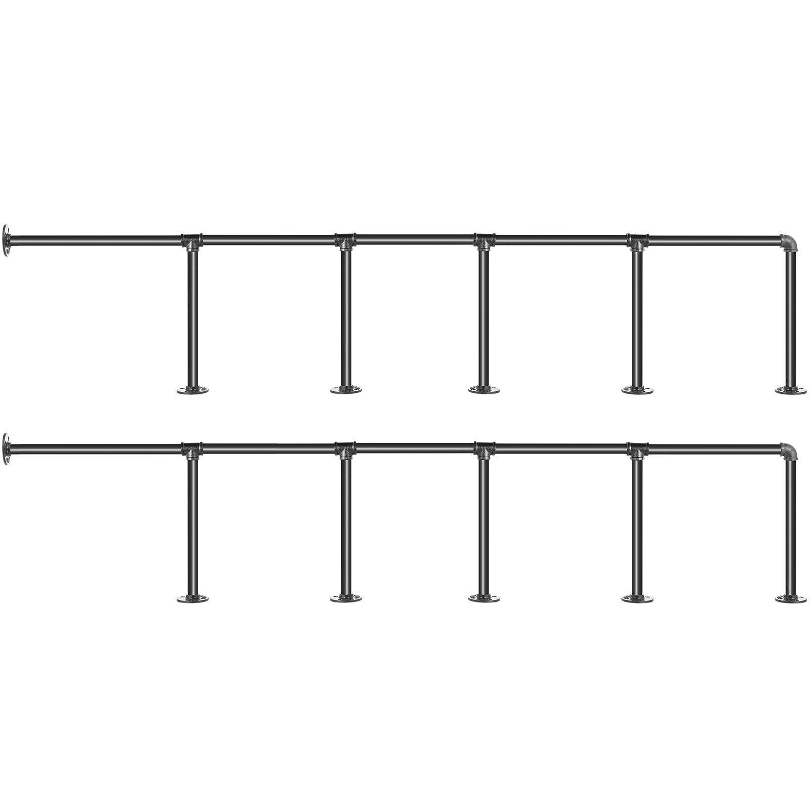VEVOR Industrial Pipe Shelves 5-Tier Wall Mount Iron Pipe Shelves 2 PCS ...