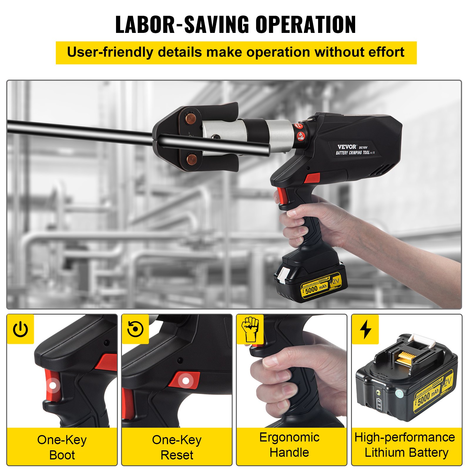 VEVOR Propress Kit 12V Tools Propress with 1/2" 3/4" 1" Clamping Jaws ...
