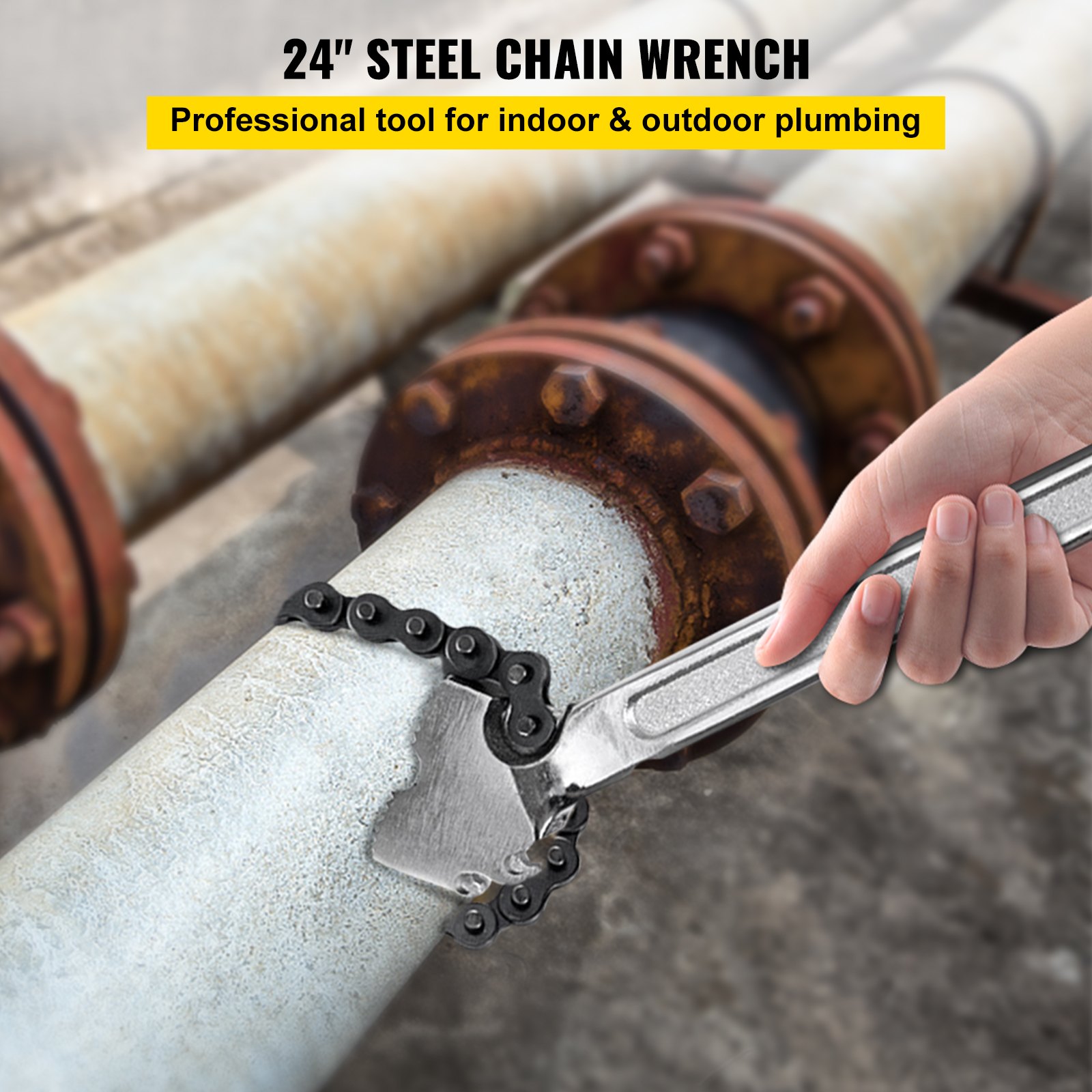 VEVOR 24 Inch Pipe Chain Wrench Heavy Duty 6.7 Inch Chain Wrench | VEVOR AU