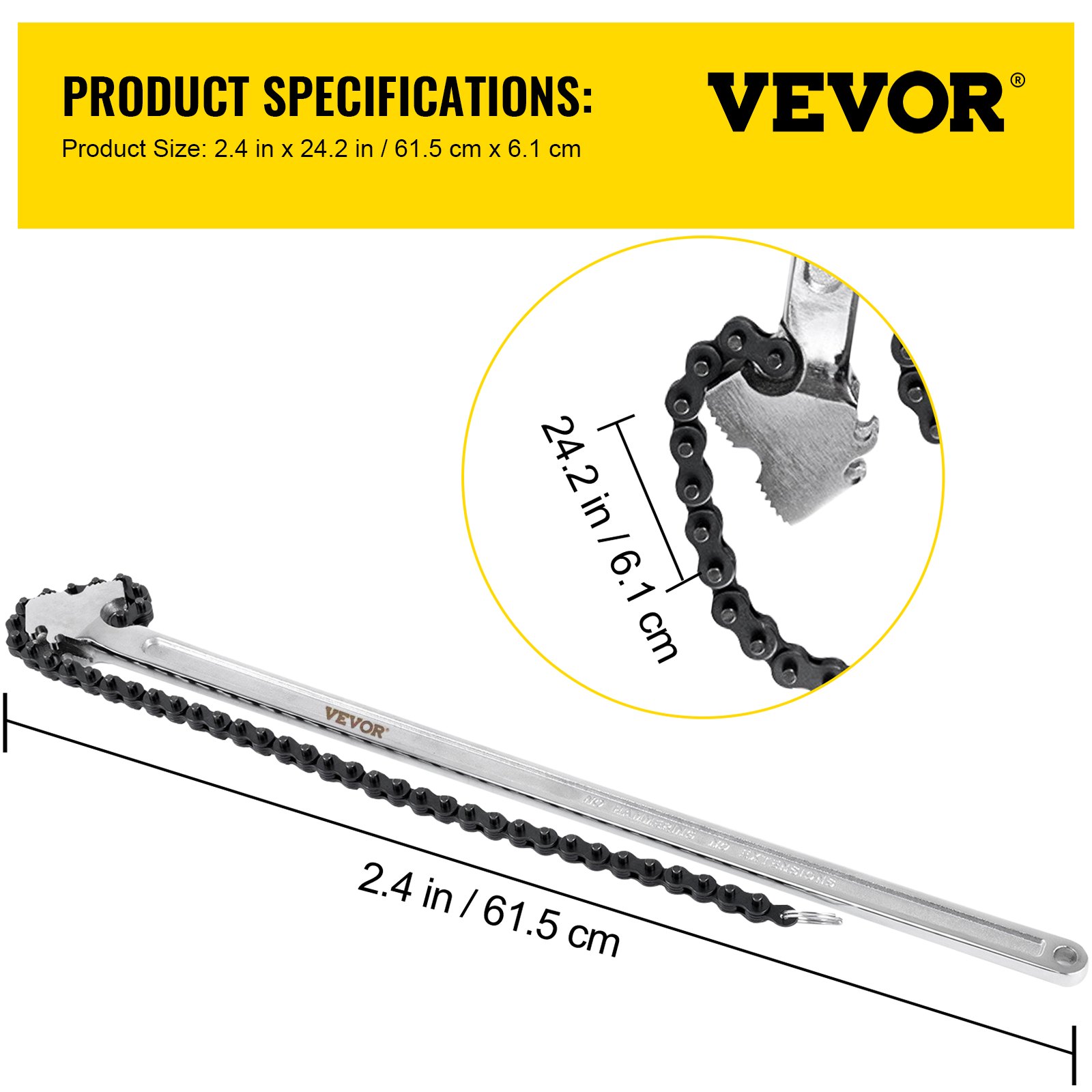VEVOR 24 Inch Pipe Chain Wrench Heavy Duty 6.7 Inch Chain Wrench | VEVOR AU