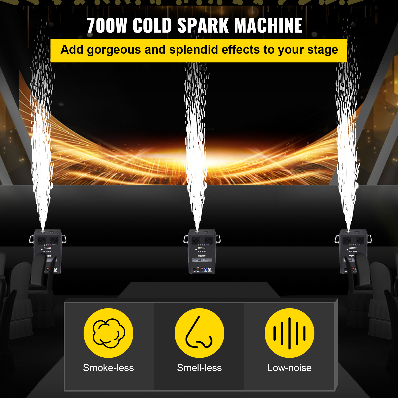 VEVOR 2pcs 700W Large Cold Spark Firework Machine 6.6-9.8ft DJ Special ...