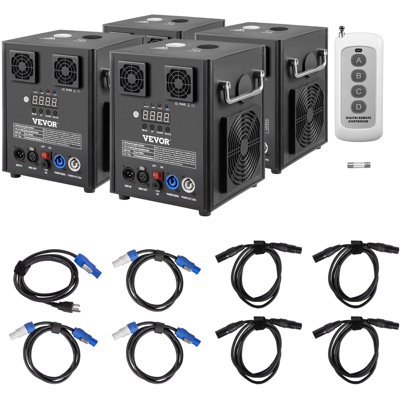 VEVOR Mini Cold Spark Machine DMX Stage Firework Machine 500W 4pcs 5-8 ...