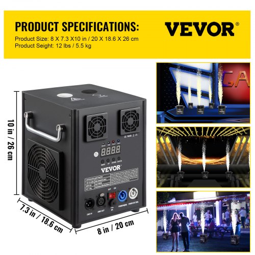VEVOR 500W DMX Mini Cold Spark Machine Indoor Firework Machine for ...