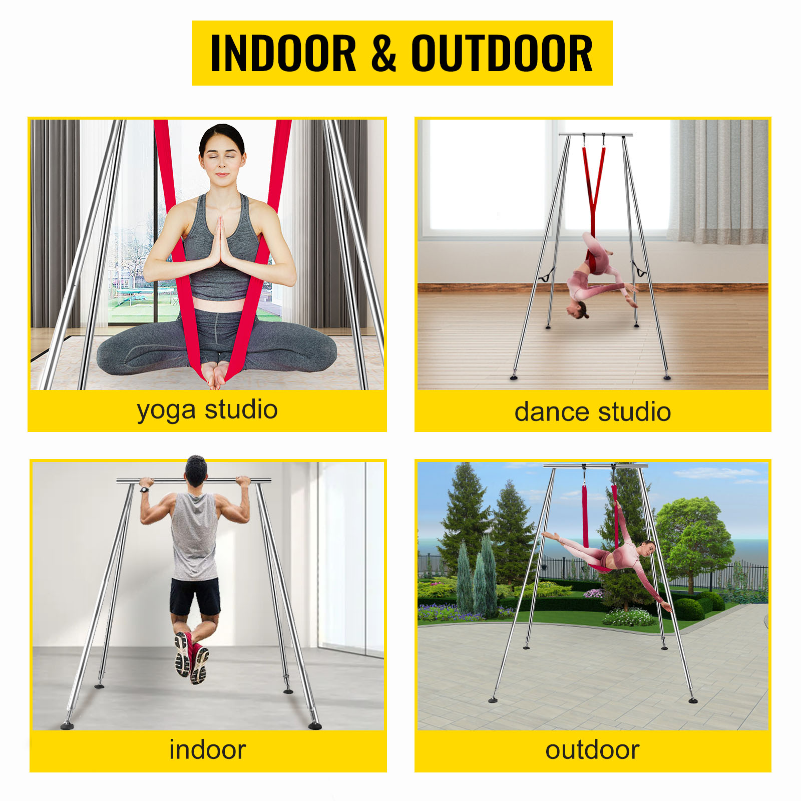 Aerial Trapeze Stand Yoga Swing Bar Hammock Stand Bracket w/20Ft Aerial ...