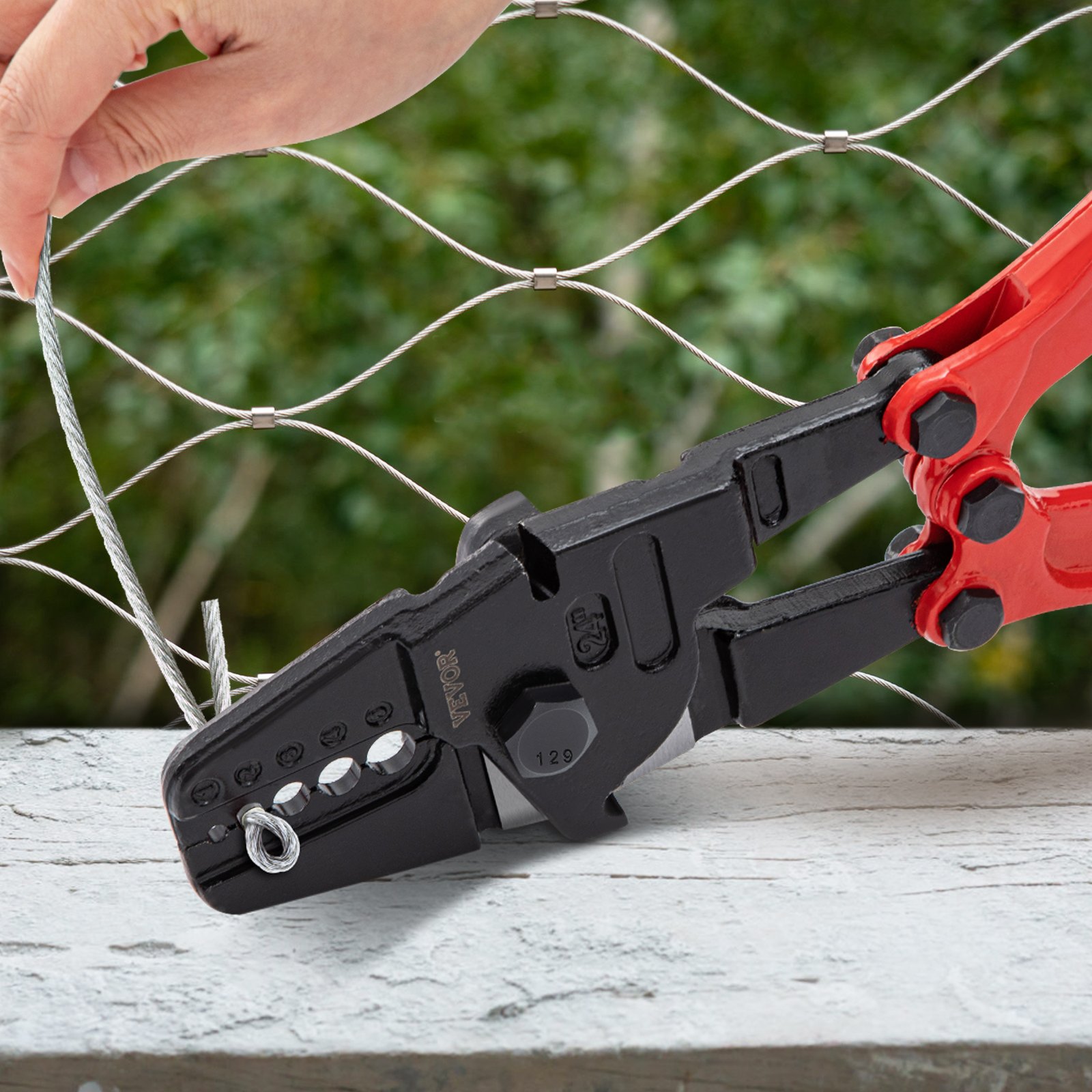VEVOR Hand Swager Crimper 24 Inch,Swaging Tool 5 Cavity 1/16" 3/32" 1/8 ...