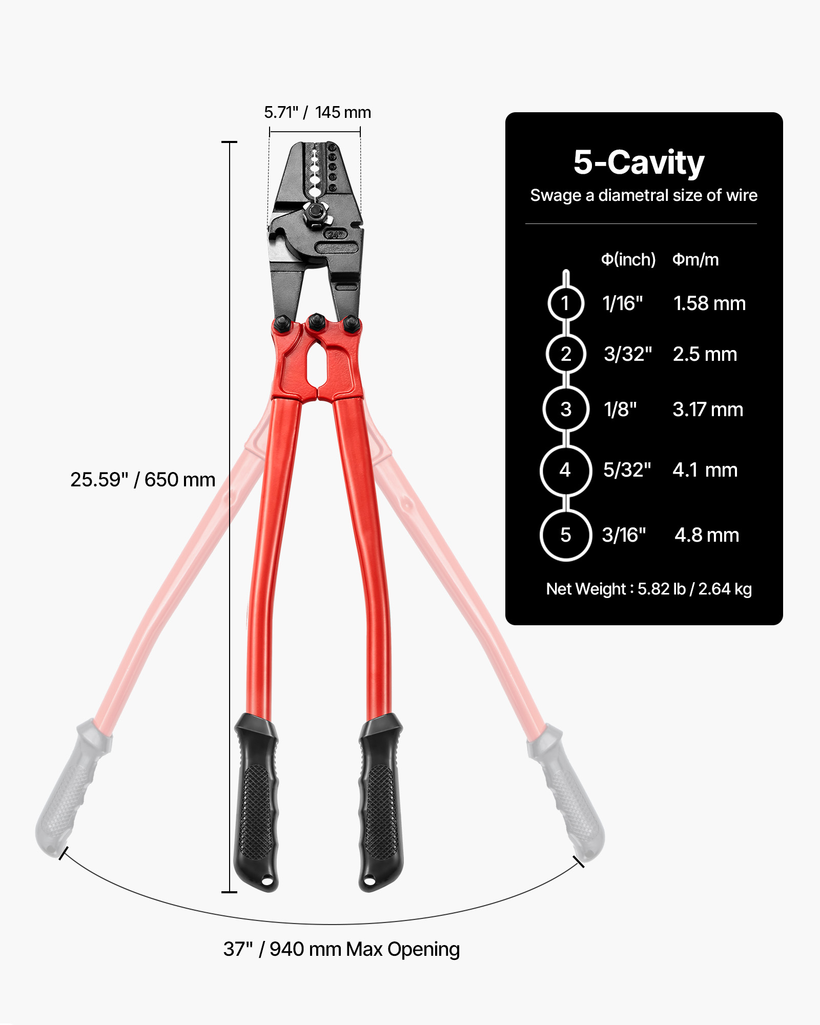 24" Hand Swager, Swaging Tool 3/16'' Cable Hand Swager Ce Approved On ...