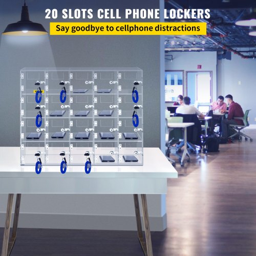 VEVOR Acrylic Cell Phone Locker Box Storage Cabinet Pocket w/Keys 10 ...