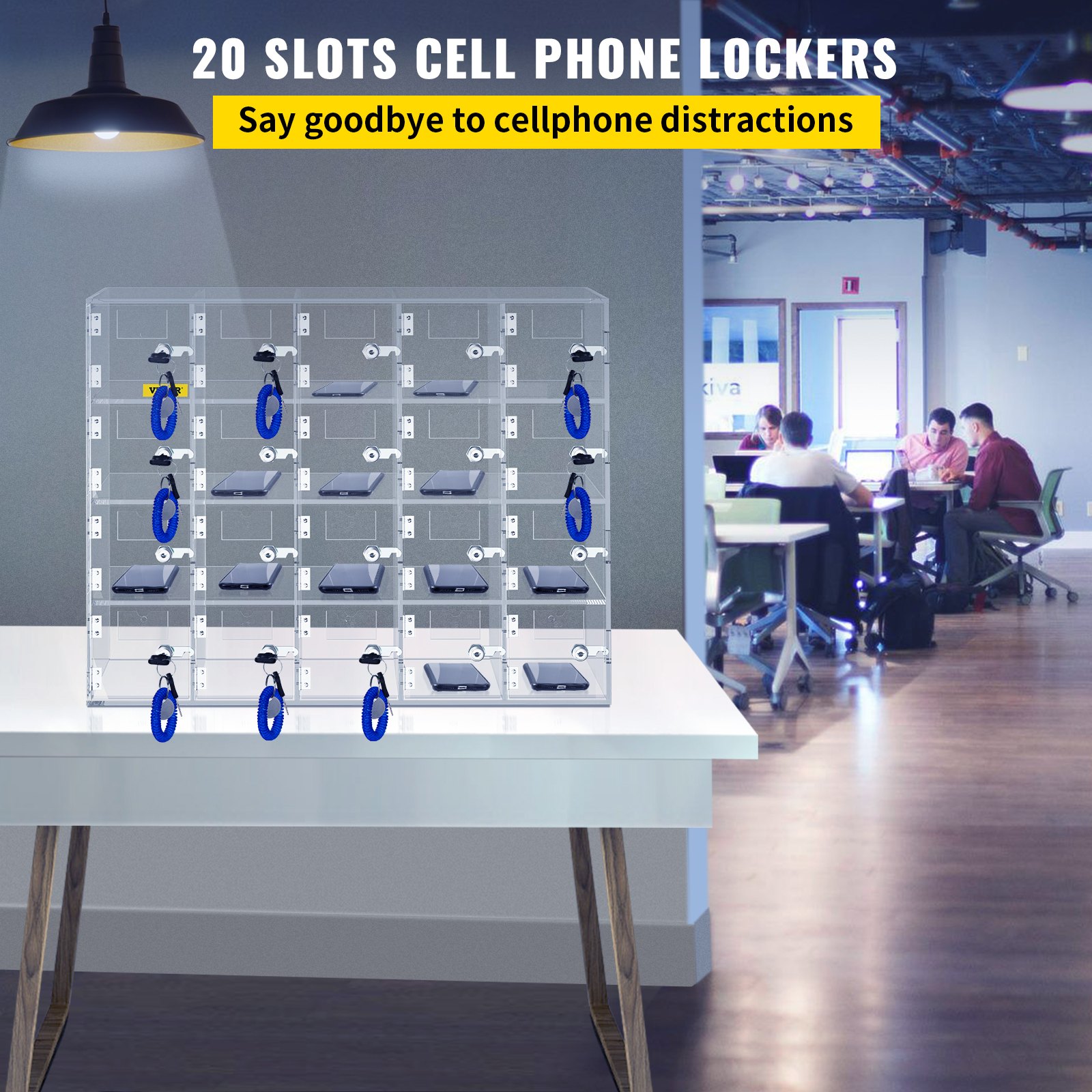VEVOR Cell Phone Storage Locker, 20 Slots Acrylic Material with Door ...