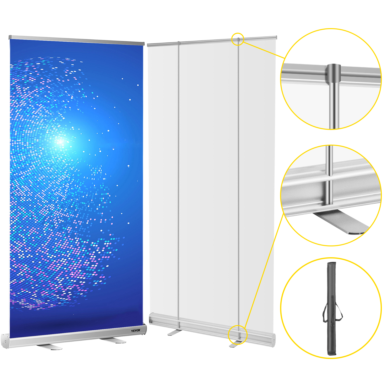 Vevor Floor Standing Sneeze Guard Roll Up Banner Stand 48"x80" Portable ...