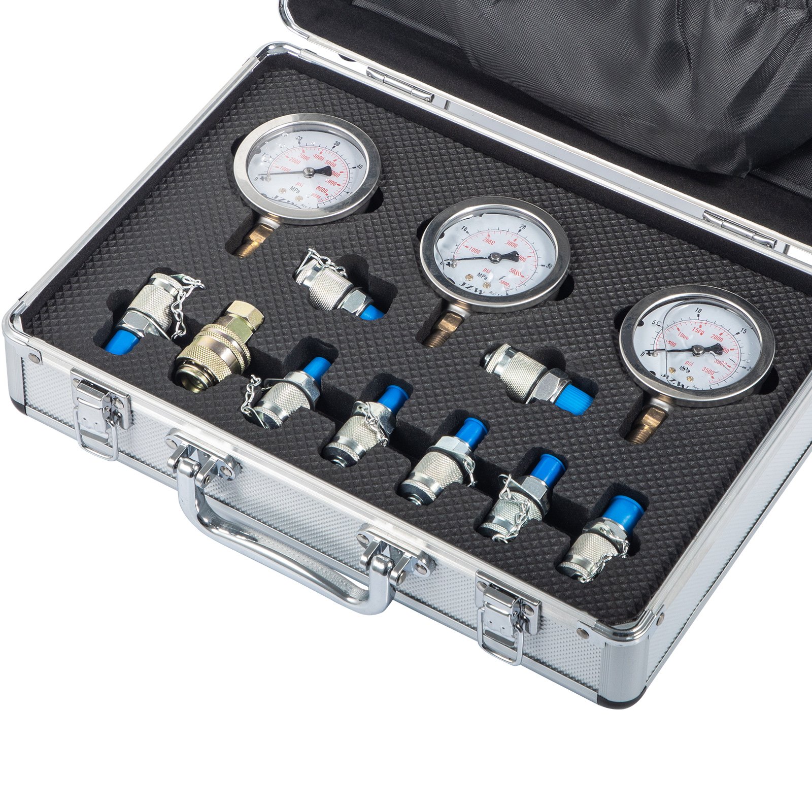 Pressure Gauge Test Set VEVOR Hydraulic Pressure Test Kit 25/40/60MPa ...