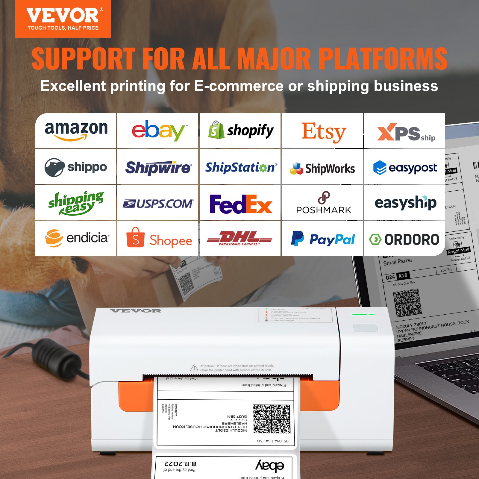 VEVOR Thermal Label Printer, Shipping Label Printer for 4" x 6 ...