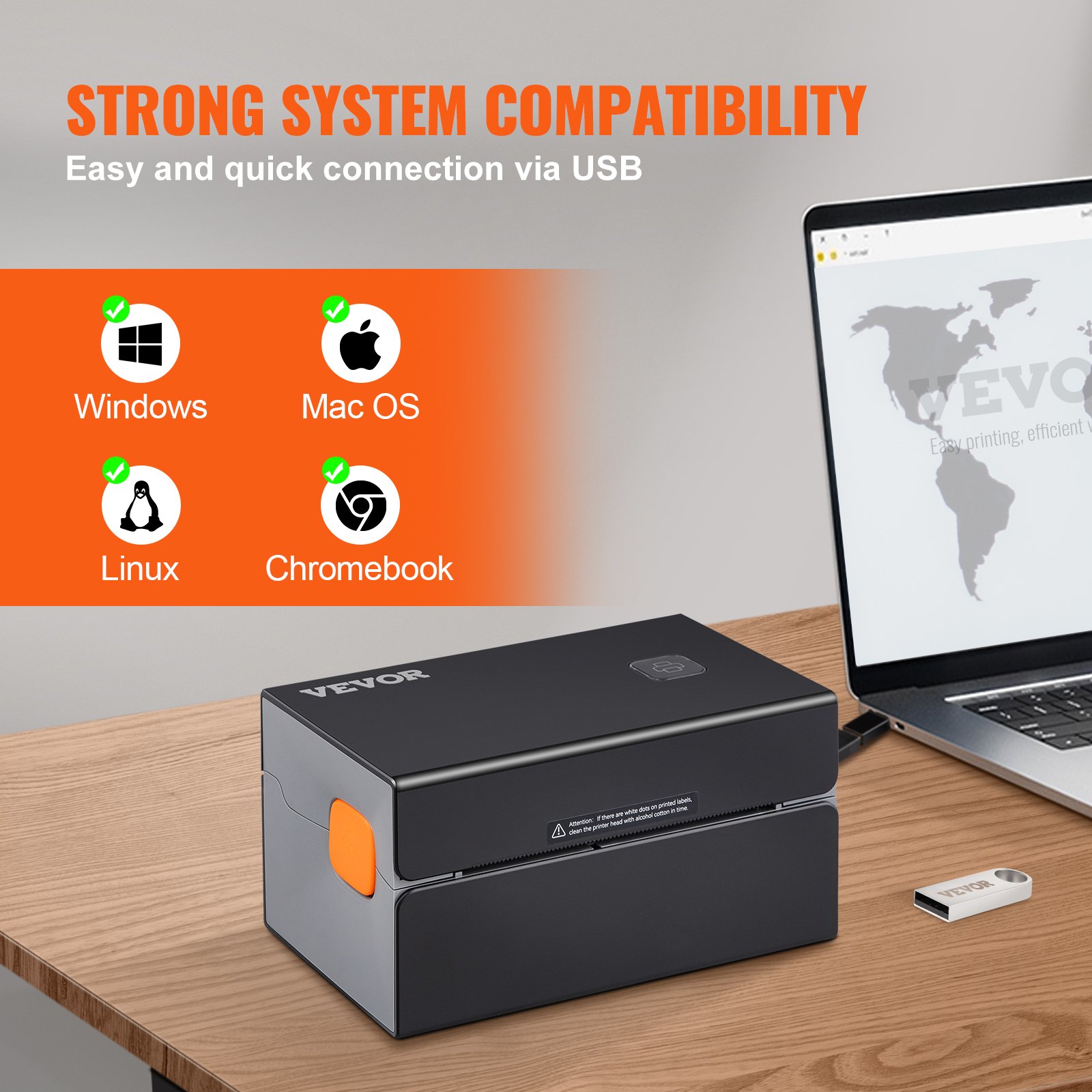 VEVOR Thermal Shipping Label Printer 4X6 300DPI via USB for Amazon eBay ...