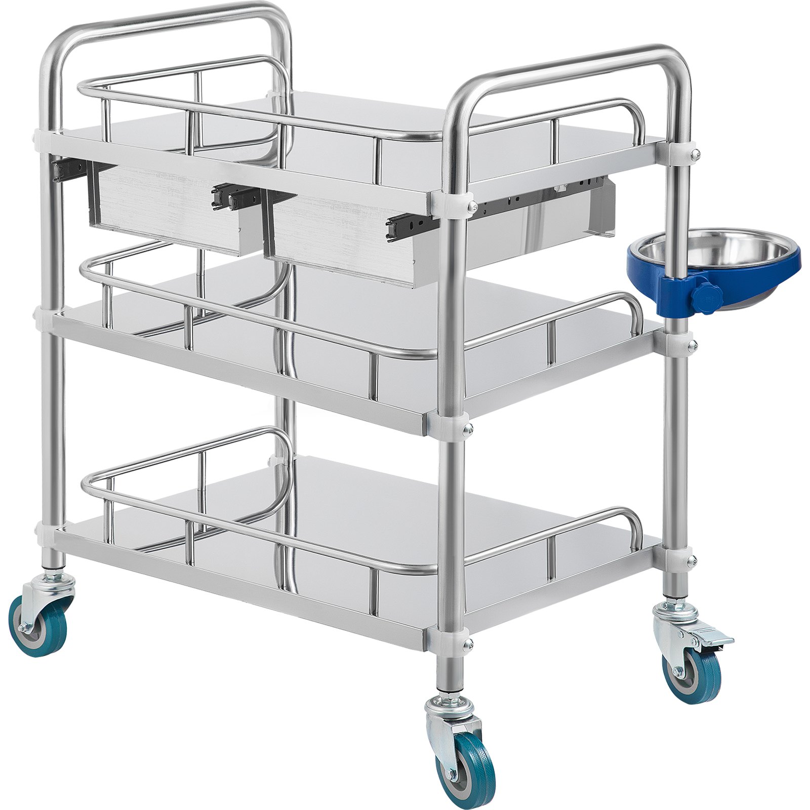 VEVOR Lab Cart 3 Layers Double Drawers Medical Cart with Wheels 1 ...