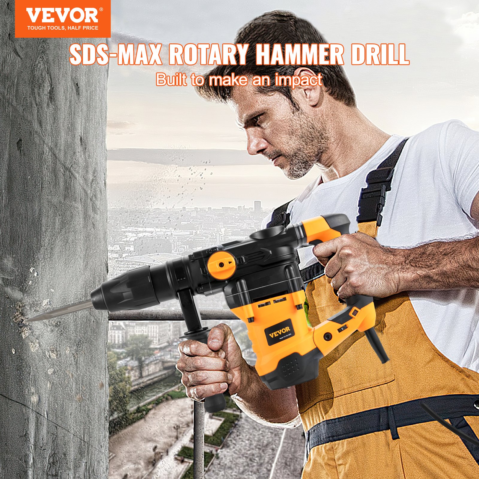 VEVOR VEVOR Rotary Hammer Drill Corded Drills 1-9/16" 3 Modes SDS-MAX ...