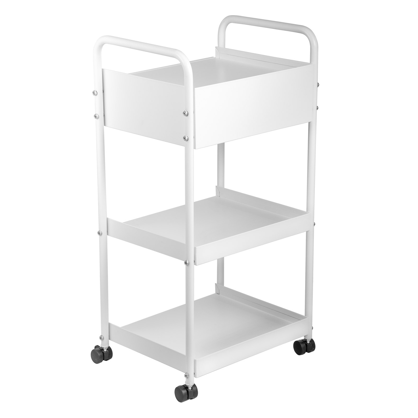 VEVOR Lab Cart, 3 Tiers Lab Trolley, Steel Lab Utility Cart, 360 ...