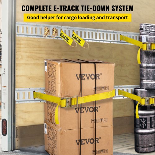 VEVOR E Track Tie-Down Rail Kit, 34PCS 5FT E-Tracks Set Includes 8 ...