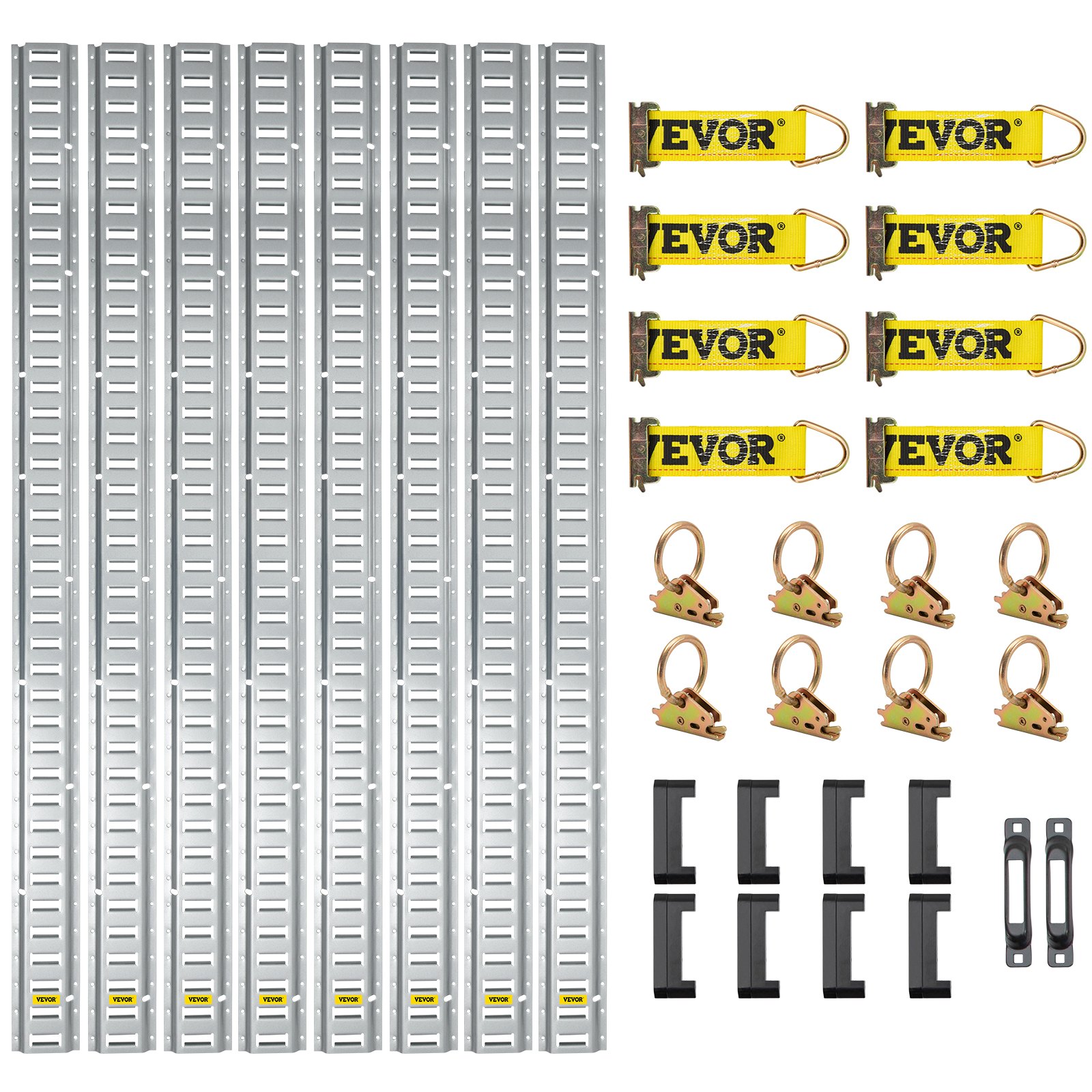 VEVOR E Track Tie Down Rail Kit 34PCs 5' E Track Rails Enclosed Cargo ...