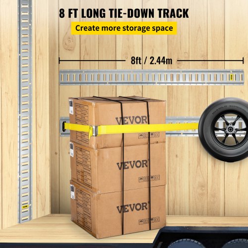 VEVOR E-Track Tie-Down Rail, 4PCS 8-FT Steel Rails w/Standard 1"x2.5 ...