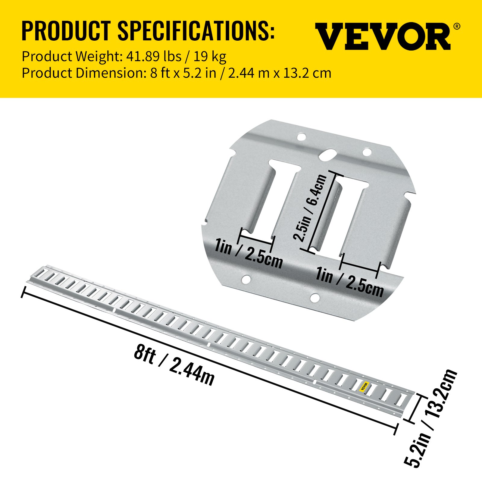 VEVOR E-Track Tie-Down Rail, 4PCS 8-FT Steel Rails w/Standard 1"x2.5 ...
