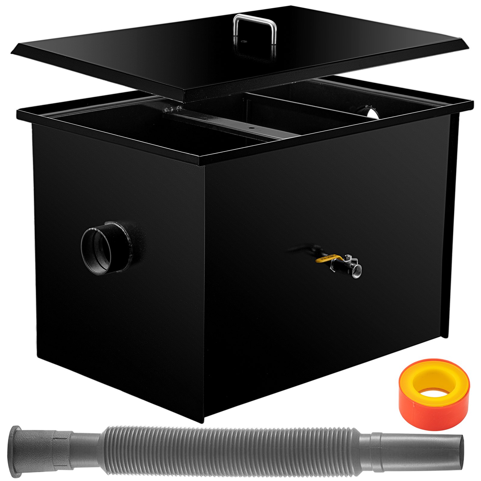 VEVOR Commercial Grease Interceptor 20 LB, Carbon Steel Grease Trap 10 ...