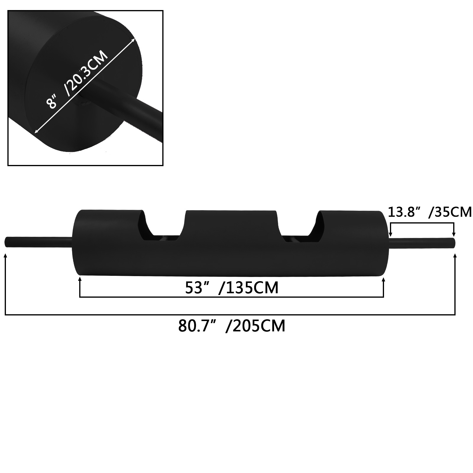 8in Strongman Log Bar Powerlifting Olympic Bar Standard 700lbs Training ...