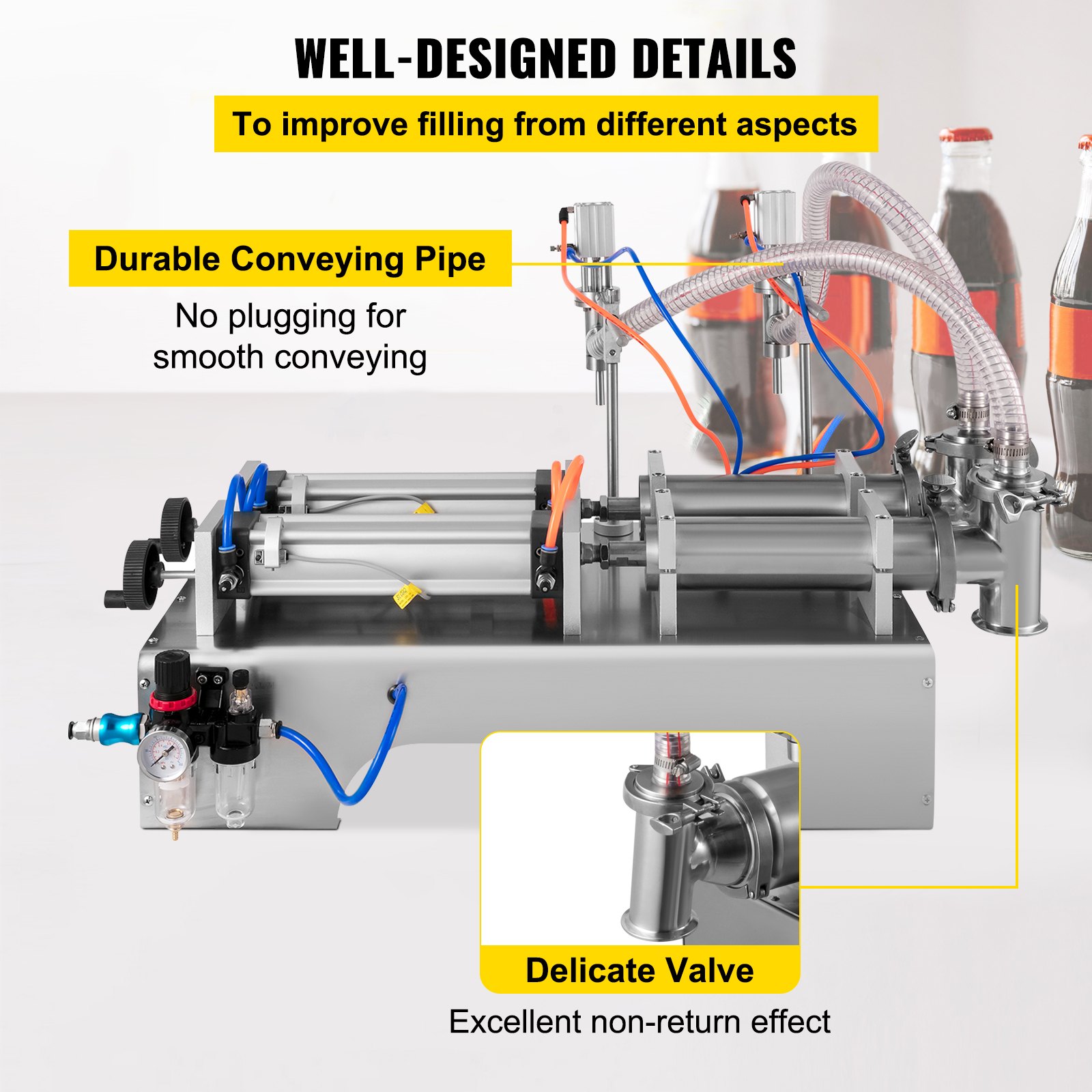 VEVOR Pneumatic Liquid Filling Machine 50-500ml, Liquid Filler Machine ...