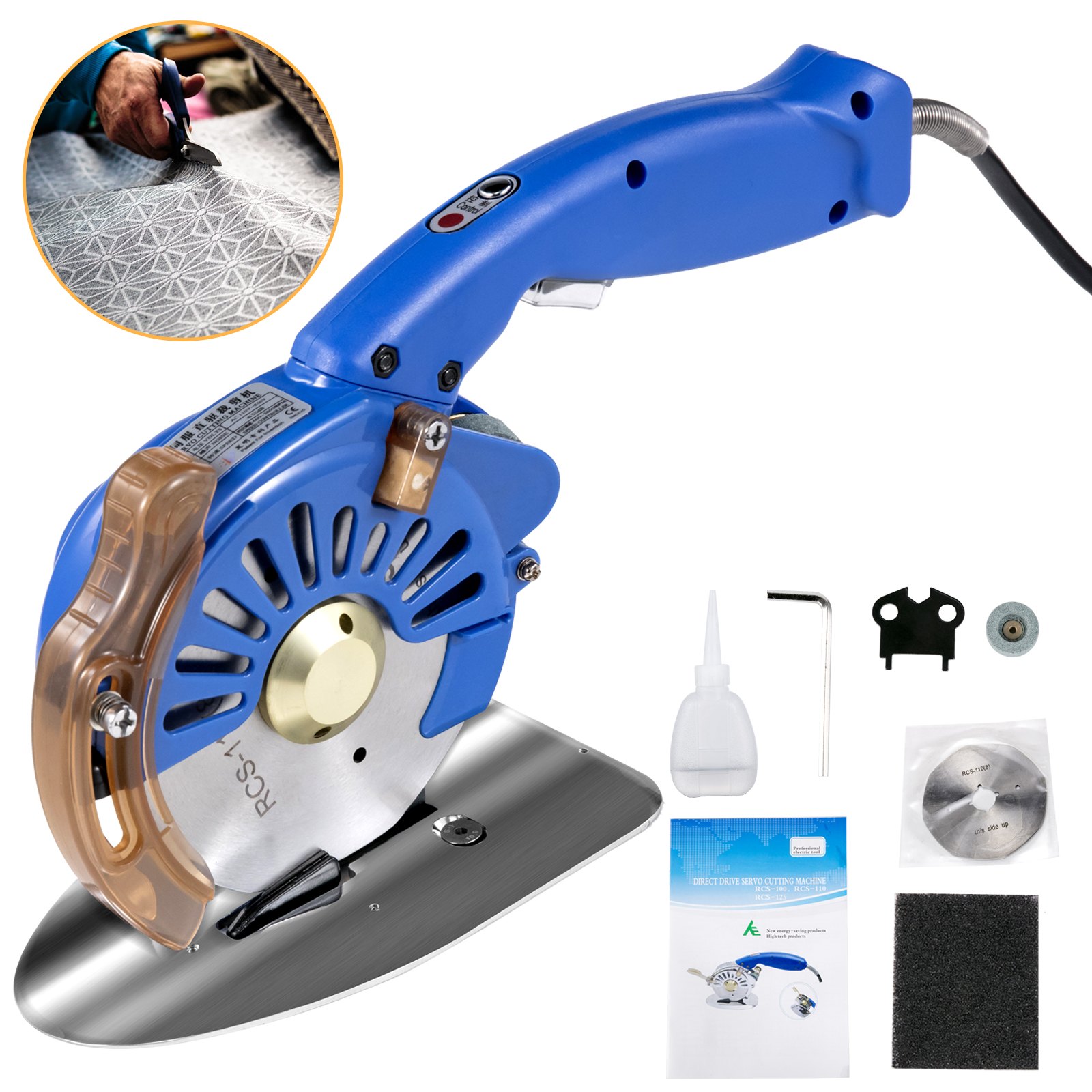 4.3"/110mm Electric Fabric Cloth Cutter Rotary Leather Cutting Machine ...