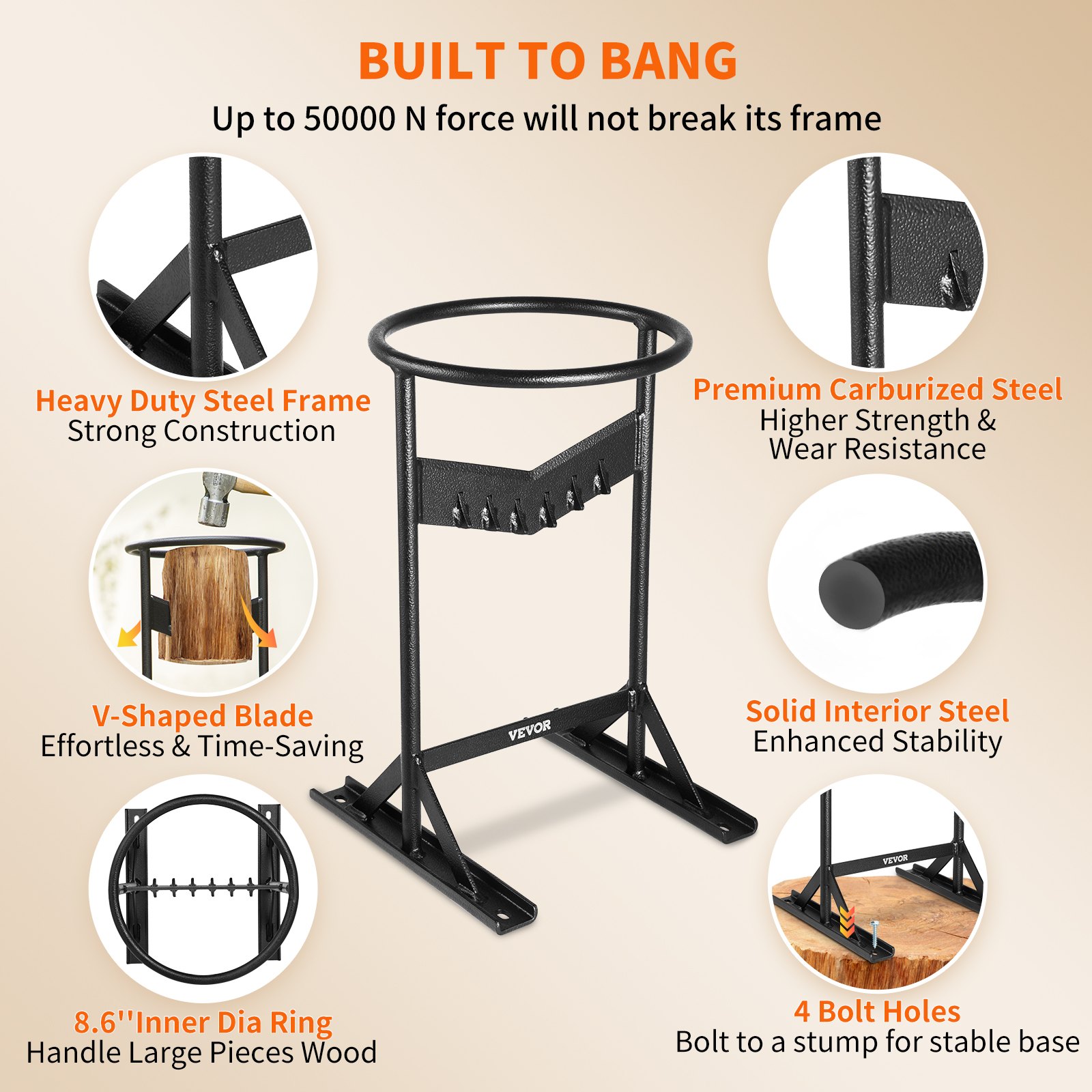 VEVOR VEVOR Firewood Kindling Splitter, 9''x17'' XL Wood Splitter ...