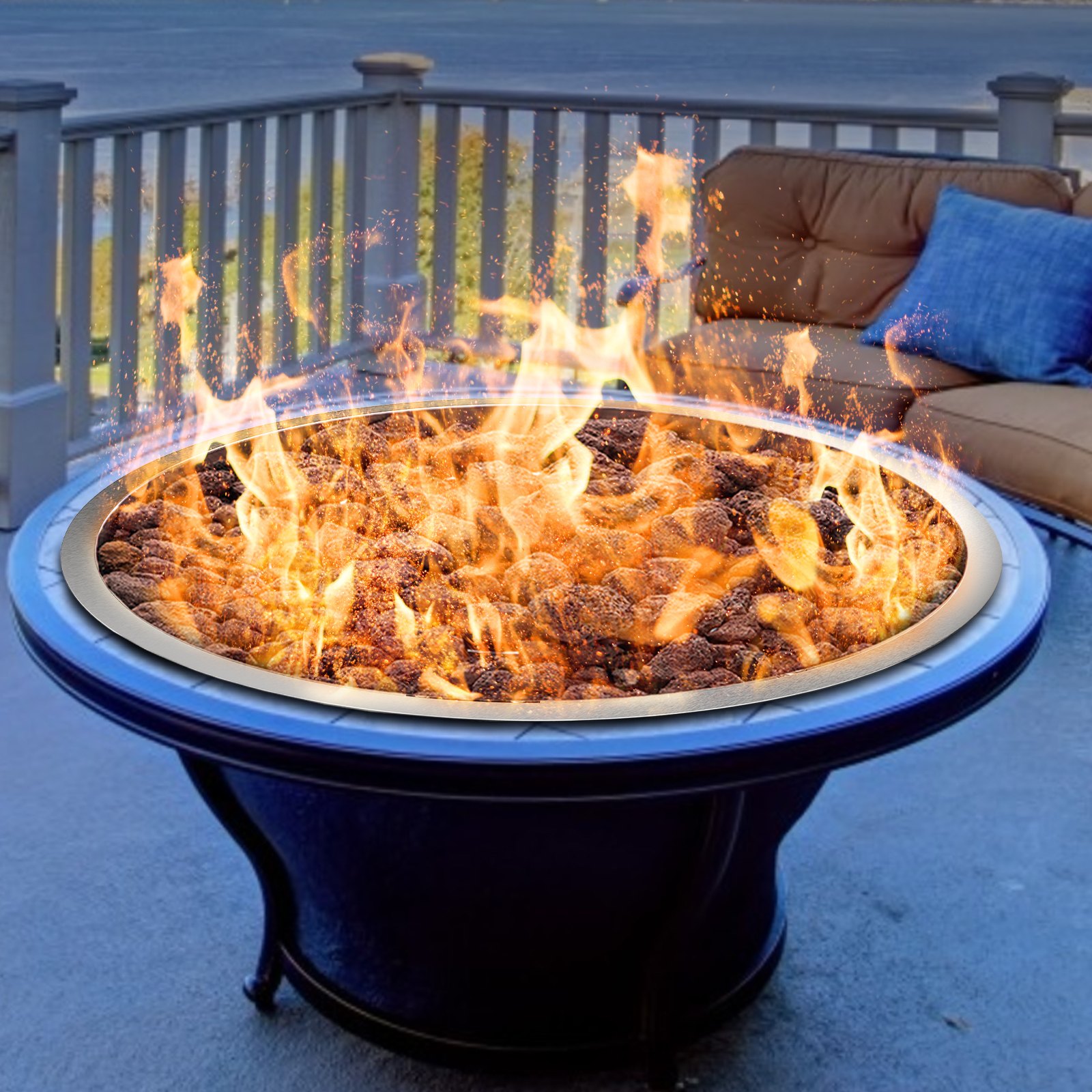 VEVOR Drop in Fire Pit Pan, 25" x 25" Round Fire Pit Burner, Stainless ...