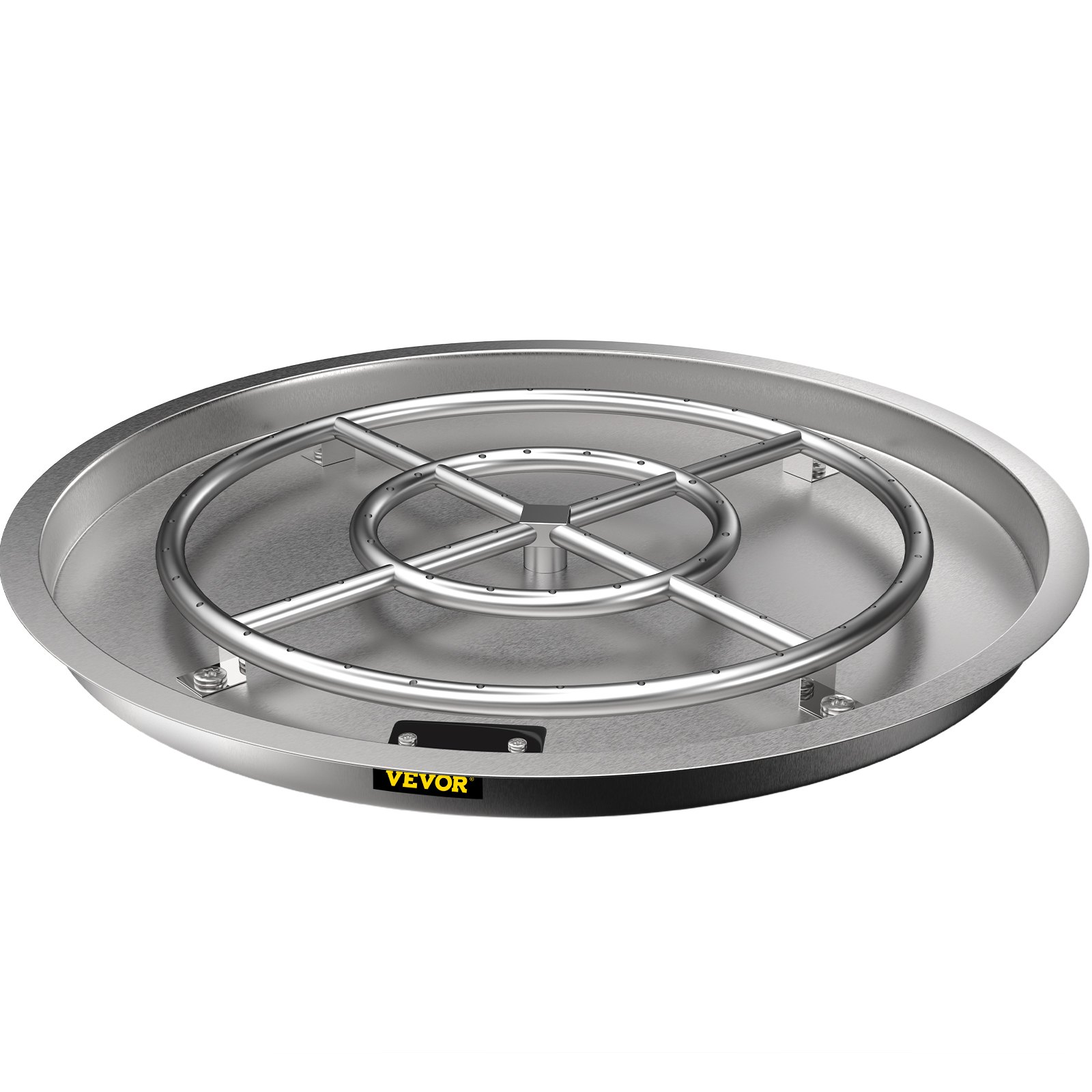 VEVOR Drop in Fire Pit Pan, 25" x 25" Round Fire Pit Burner, Stainless ...