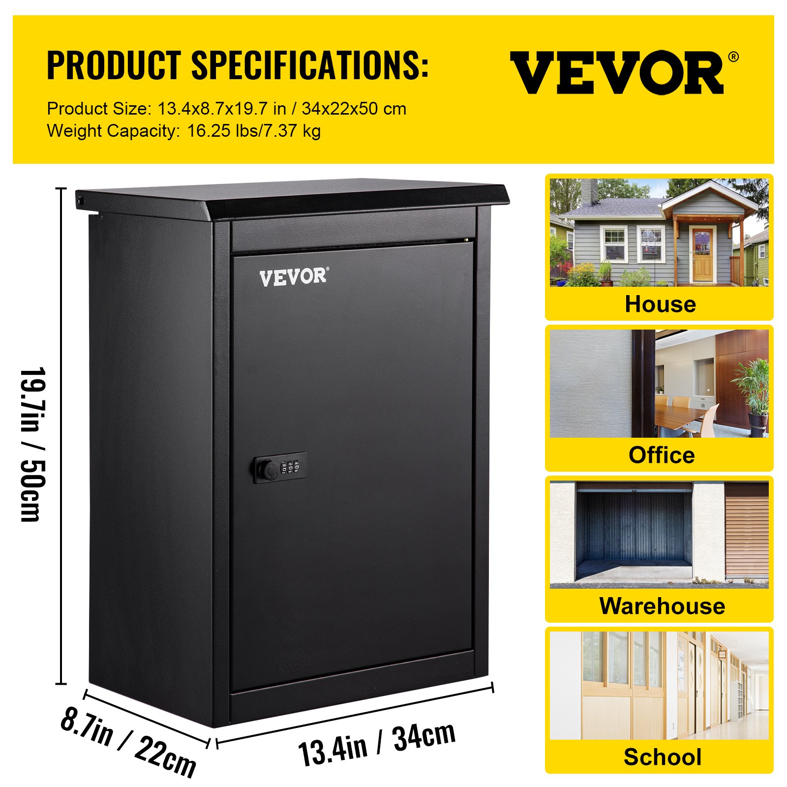 VEVOR Wall Mount Mailbox Drop Box Steel Extra Large Mailbox With Code ...
