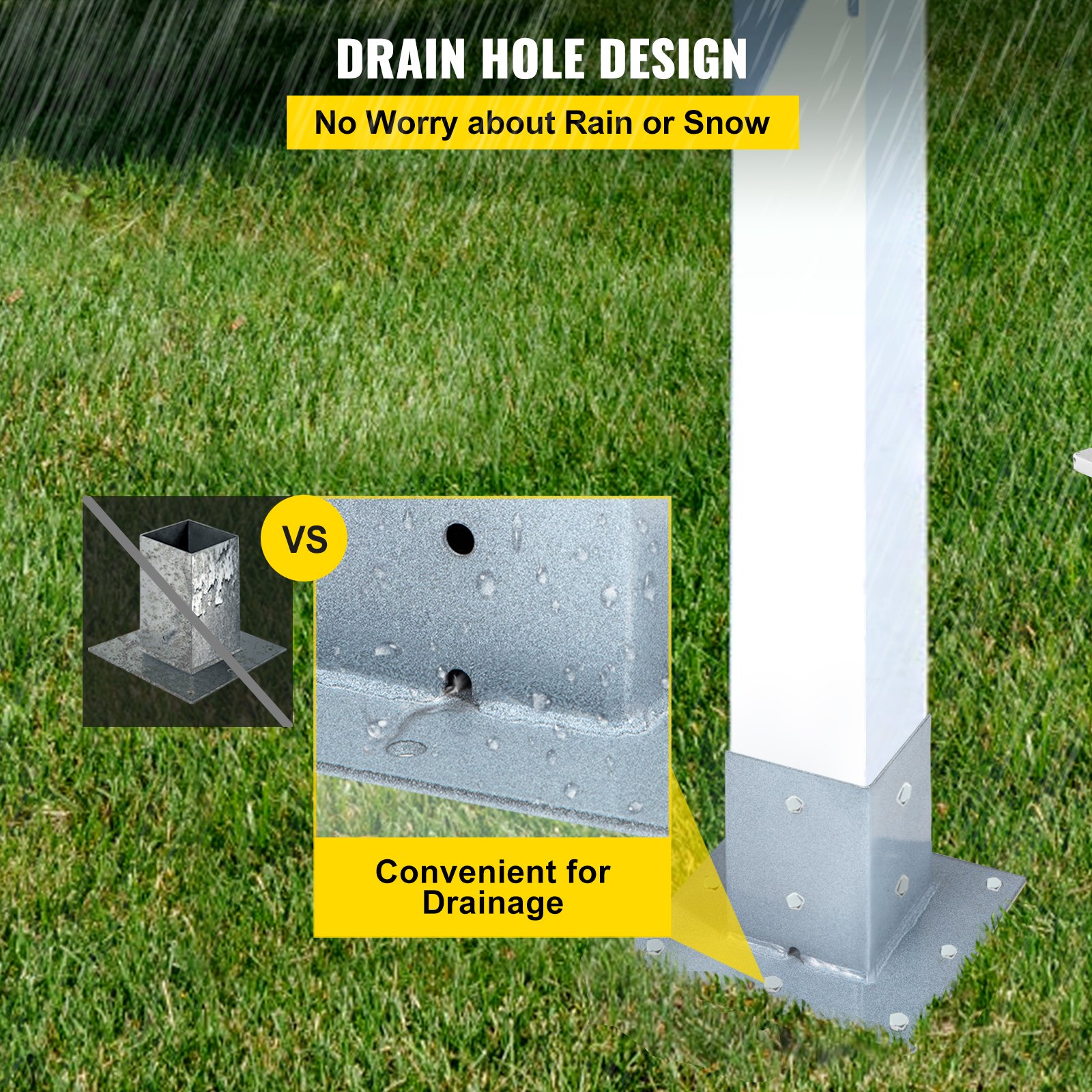 VEVOR Post Base, 4"x4" Mailbox Base Plate, Granite Powder-Coated Fence ...